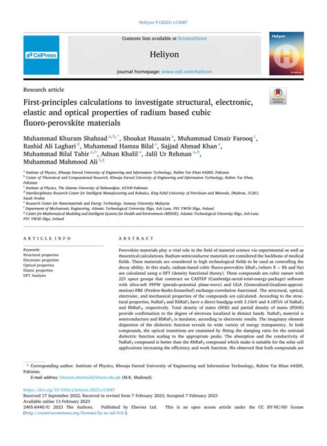 Pdf First Principles Calculations To Investigate Structural