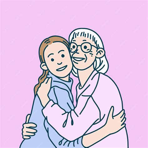 Madre E Hija Abrazándose Amor De Madre Familia Feliz Vector Premium