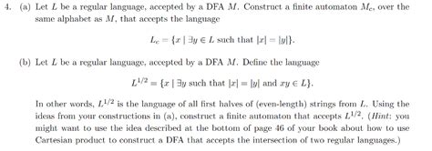 Solved A Let L E A Regular Language Accepted By A DFA Chegg Com