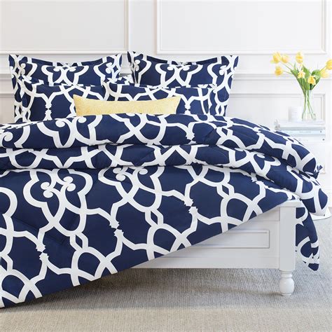 Navy And White Geometric Comforter The Pacific Navy Comforter Crane