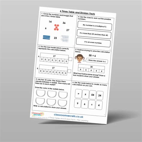 Year 4 6 Times Table And Division Facts Homework Resource Classroom Secrets