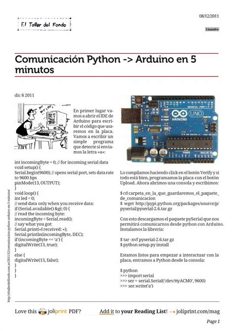 Pdf Comunicación Python Arduino En 5 Minutos Dokumentips
