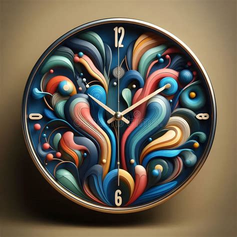 Vibrant Image Of Front View Of An Abstract Clock Stock Illustration Illustration Of