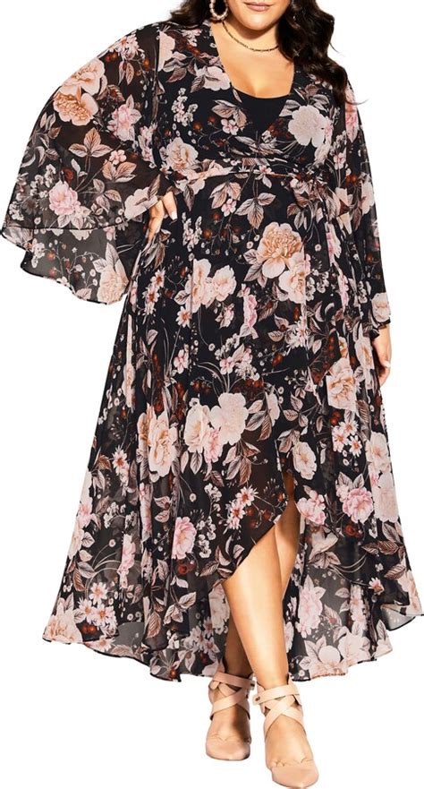 City Chic Jemma Floral Long Sleeve Wrap Maxi Dress Shopstyle