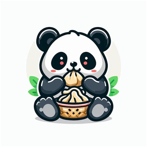 милый мультфильм панды изолирован на белом фоне векторная иллюстрация Премиум векторы