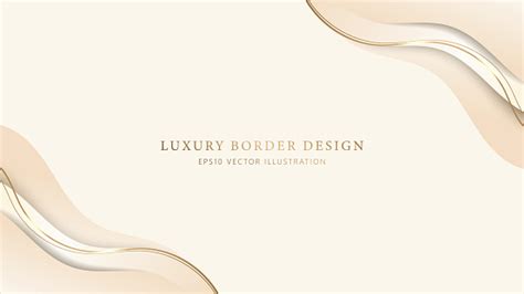 Abstract Elegant Gold Border With Flowing Lines On Beige Background