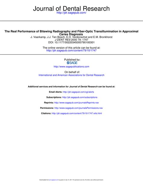 Pdf The Real Performance Of Bitewing Radiography And Fiber Optic Transillumination In