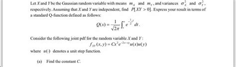 Solved Let Xand Ybe The Gaussian Random Variable With Means