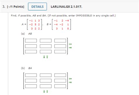 Solved Ind If Possible AB And BA If Not Possible Enter Chegg Com