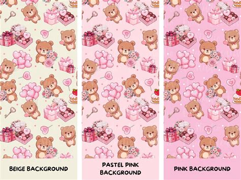 Kawaii Valentine Patterns 50 Seamless Valentine Patterns Cute Kawaii Patterns Sweet Love Digital