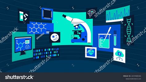Virtual Reality Medical Research Interactive Interfaces Stock Vector