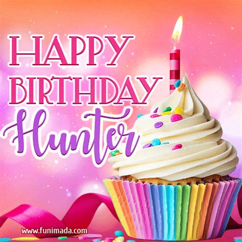 Colorful Cupcake Happy Birthday Hunter Animated  Download On