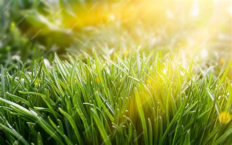 Premium Photo Bright Green Grass Under The Yellow Rays Of The Sun