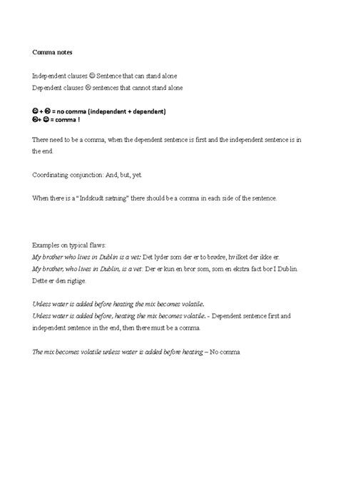 Comma Coordinating Conjunction And But Yet When There Is A “indskudt Sætning” There Should