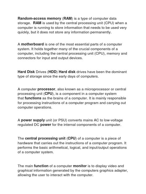 Random Access Memory Ram Is A Type Of Computer Data Pdf