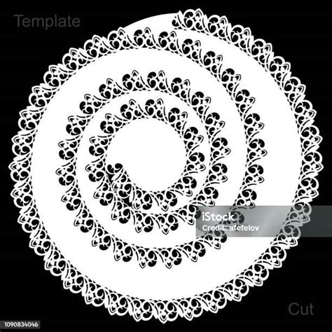레이스 라운드 종이 받침 용 냅킨 드로잉 나선형 인사말 요소 레이저 컷 템플릿 케이크 장식 벡터 삽화 탁상용 0명에 대한 스톡 벡터 아트 및 기타 이미지 Istock