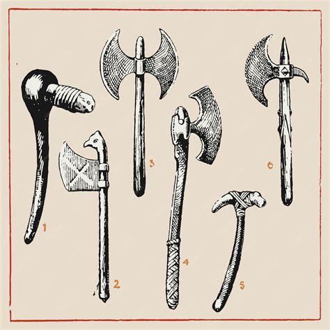 Premium Vector Collection Of Weapons Axes Old Retro Vintage