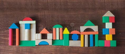 Colorful Stack Of Wood Cube Building Blocks Stock Image Image Of Home Blue