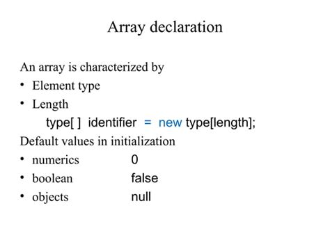 Arrays In Java Programming Language Slides Ppt