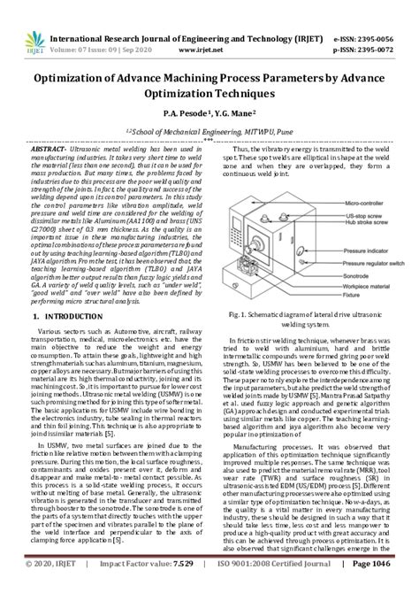 Pdf Irjet Optimization Of Advance Machining Process Parameters By