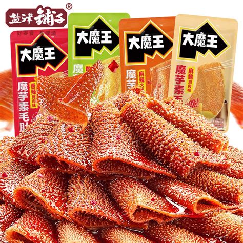 盐津铺子大魔王麻辣素毛肚小零食魔芋爽麻酱味火锅零食大礼包解馋 约120包 涮肉 香辣 麻辣1080g 京东 618 双十一 双11 京东折扣