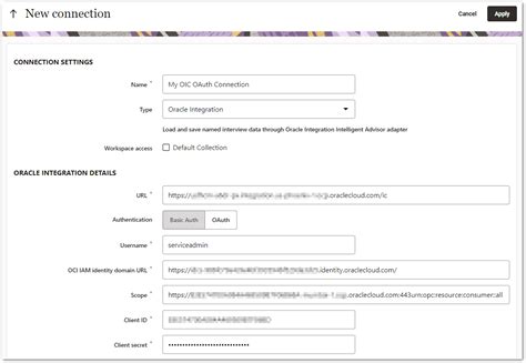 Create A Connection To Oracle Integration From Intelligent Advisor Hub