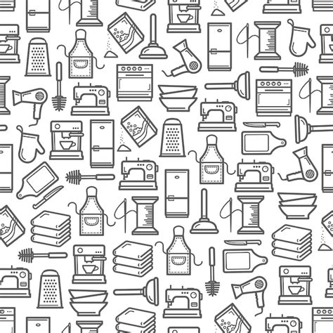 가전 주방 용품 원활한 패턴 프리미엄 벡터