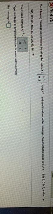 Solved 0 6475 Kor The Following Message Was Encoded By