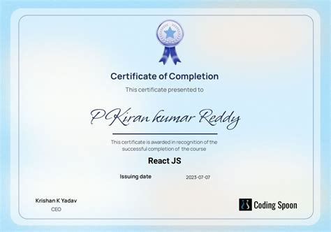 P Kiran Kumar Reddy On Linkedin Reactjs Certification Webdevelopment Achievement