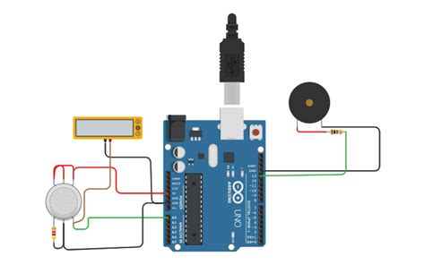 circuit design interfacing gas sensor tinkercad