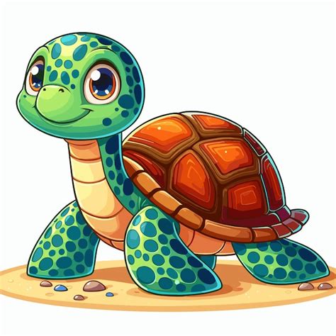 Premium Vector Cute Turtle Vector Cartoon Illustration