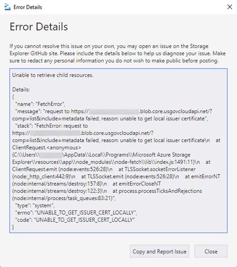 Error On Opening Blob Containers Or File Shares · Issue 6067 · Microsoftazurestorageexplorer