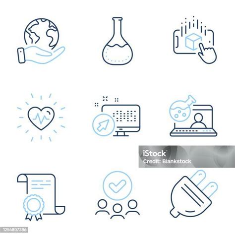 화학 실험실 전기 플러그 및 온라인 화학 아이콘 세트 증강 현실 웹 시스템 및 하트 비트 징후 벡터 0명에 대한 스톡 벡터 아트 및 기타 이미지 Istock