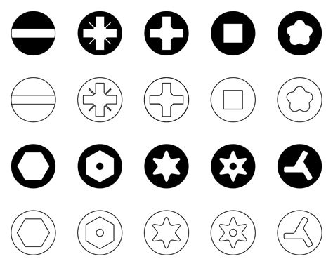 Screwdriver Bit Icons Vector Svg And Png Slot Pozi Etsy