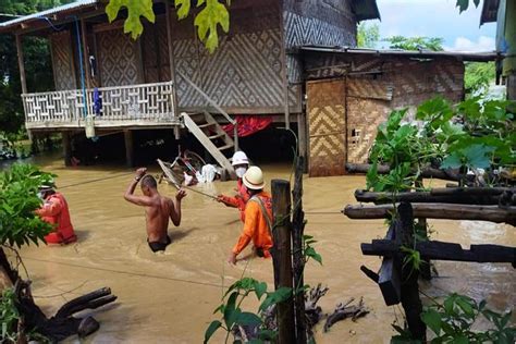 ပျော်ဘွယ်မြို့နယ်အတွင်း မိုးရွာသွန်းမှုများပြီး သီးပင်ကျေးရွာရှိ လူနေအိမ်နှစ်လုံး ရေမျောပ