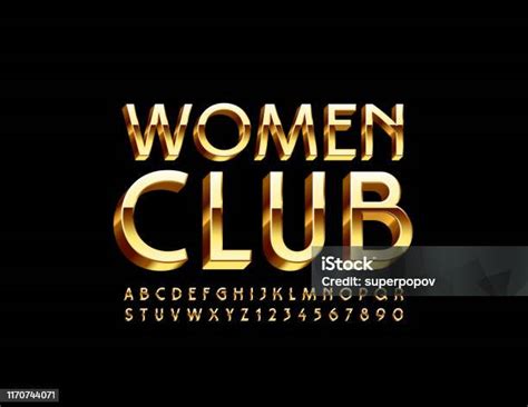 벡터 세련된 엠블럼 여성 클럽입니다 황금 우아한 글꼴입니다 엘리트 3d 알파벳 0명에 대한 스톡 벡터 아트 및 기타 이미지 0명 고급 금 금속 Istock