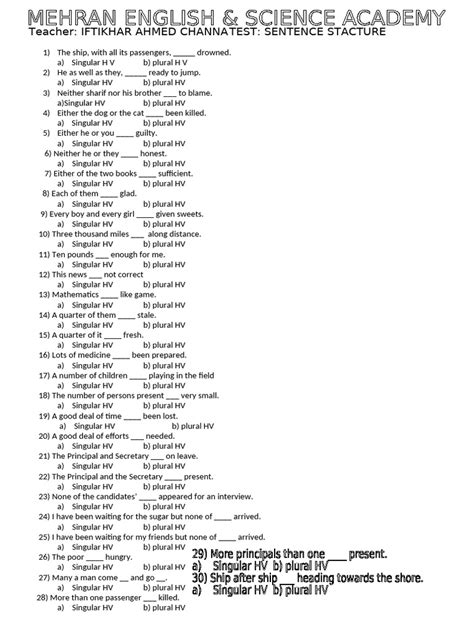 Sentence Stacture Pdf