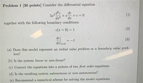 Solved Problem 1 30 Points Consider The Differential E