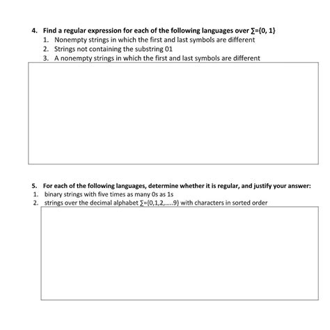 solved 4 find a regular expression for each of the