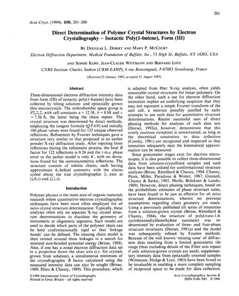 Pdf Direct Determination Of Polymer Crystal Structure By Electron Crystallography Isotactic