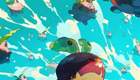 Wulie Errr Applin Hoppip Nintendo Pokemon Highres Animal Ears