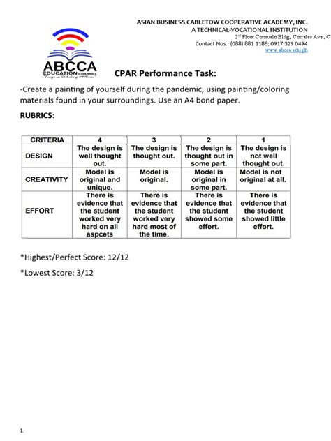 Updated Cpar Performance Task Pdf