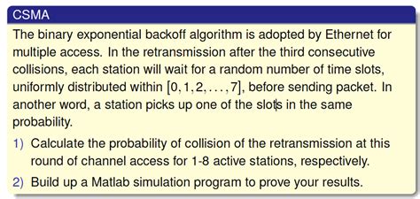 CSMA The Binary Exponential Backoff Algorithm Is Chegg