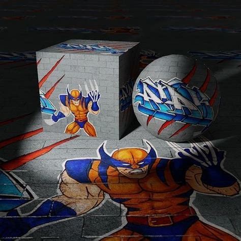 Stone Brick Wall With Wolverine Graffiti Pbr Texture Texture Cgtrader
