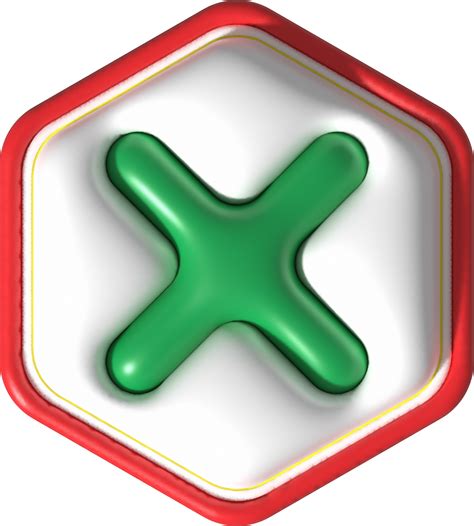cross check mark icon button and no or wrong symbol on reject cancel sign button rendering 3d