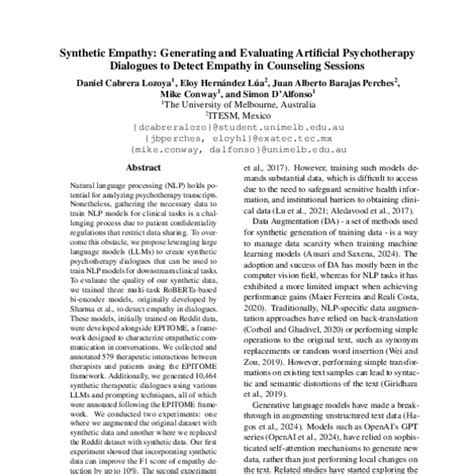 Synthetic Empathy Generating And Evaluating Artificial Psychotherapy Dialogues To Detect