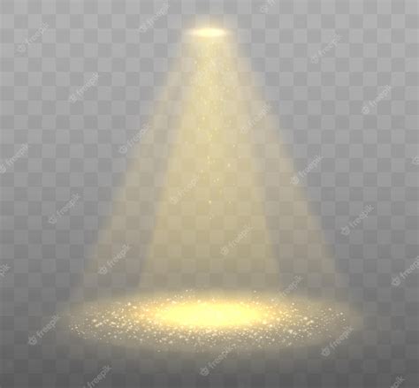 골드 스포트 라이트 절연 투명 조명 효과 벡터 일러스트 레이 션 프리미엄 벡터