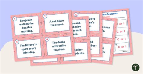 Complete And Incomplete Sentence Task Cards Teach Starter Complete And Incomplete Sentence Task Cards Teach Starter