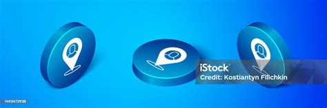 파란색 배경에 격리된 등색 작업자 위치 아이콘입니다 파란색 원 버튼입니다 벡터 3차원 형태에 대한 스톡 벡터 아트 및 기타 이미지 3차원 형태 개념 검색 Istock
