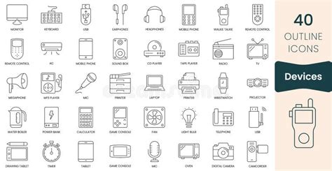Set Of Devices Icons Thin Outline Icons Pack Stock Vector Illustration Of Thin Internet